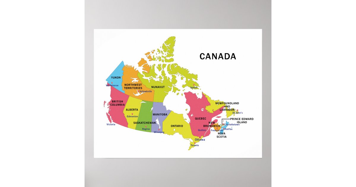 Póster Poster de mapas de Canadá | Zazzle.es