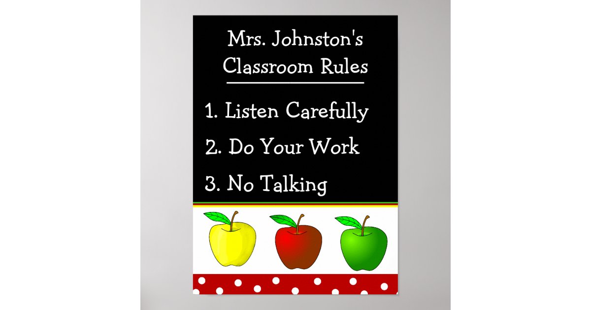 Póster Poster de reglas de aulas coloridas para manzanas | Zazzle.es
