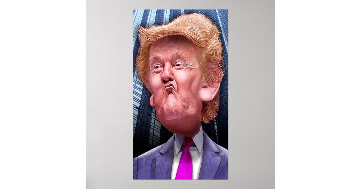 Póster Poster gracioso con caricatura de Donald Trump | Zazzle.es