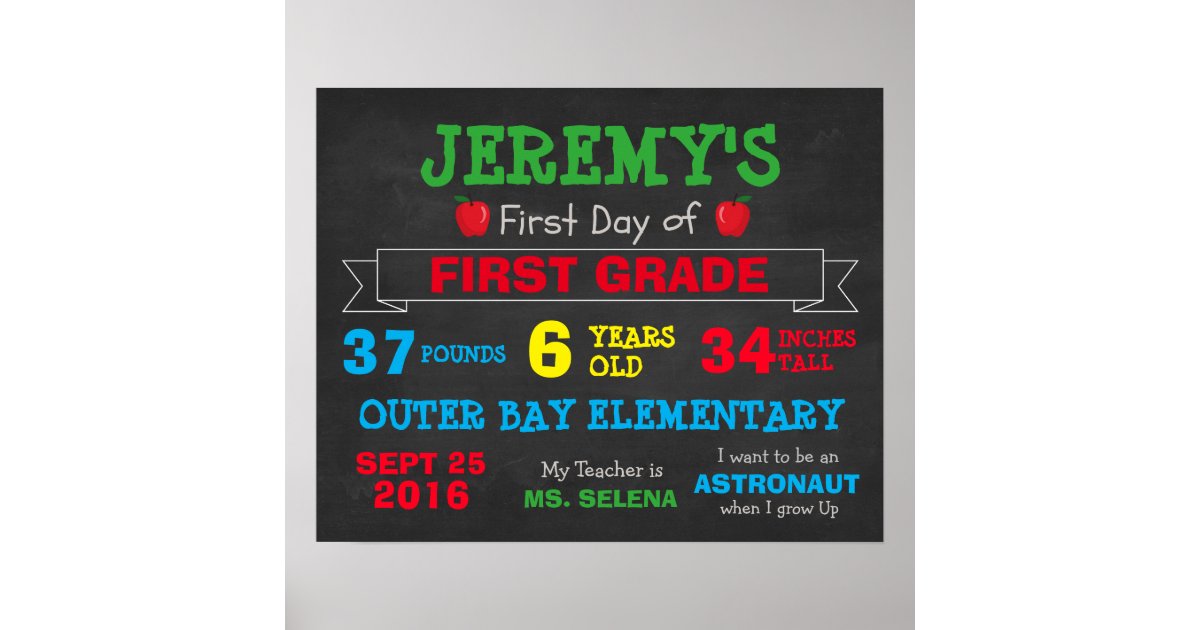 Póster Primer día de escuela, Poster de niños y niñas, fo | Zazzle.es