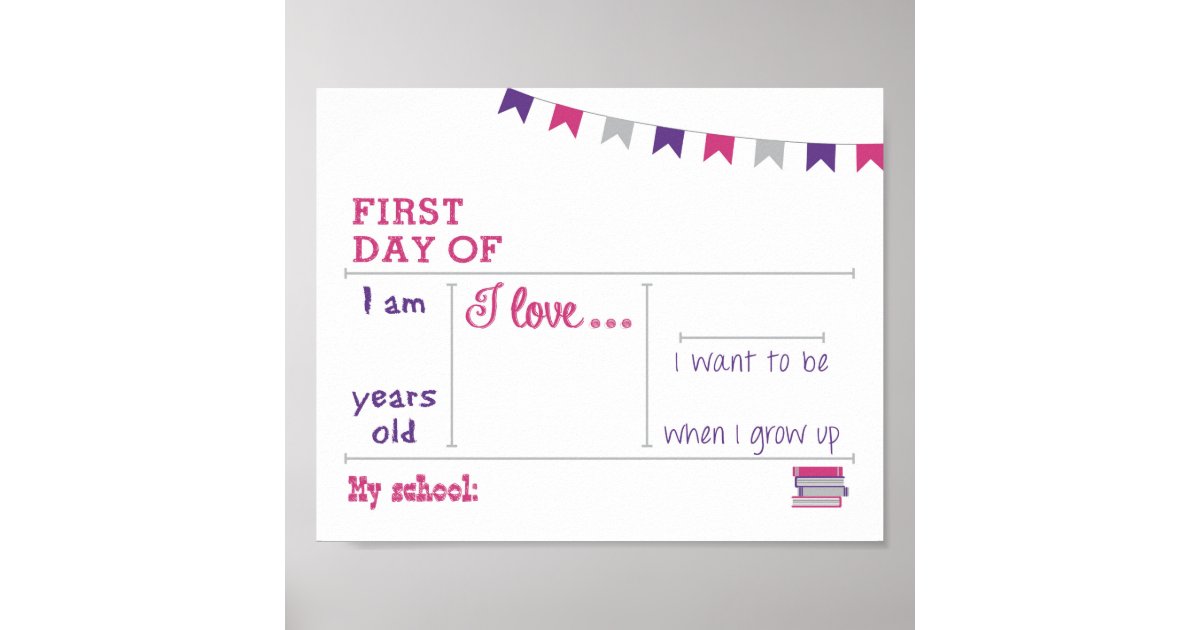 Póster Primer día escolar Framable Dry Erase Poster | Zazzle.es