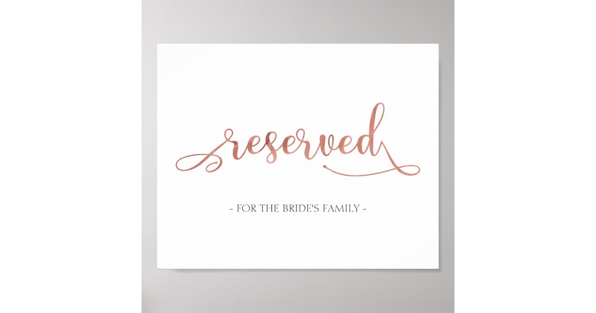 Póster "Reservado para" rosa Rótulo Boda blanco dorado | Zazzle.es