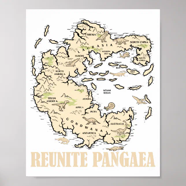 Póster Reúne Pangaea World map History Funny Geology Gi | Zazzle.es