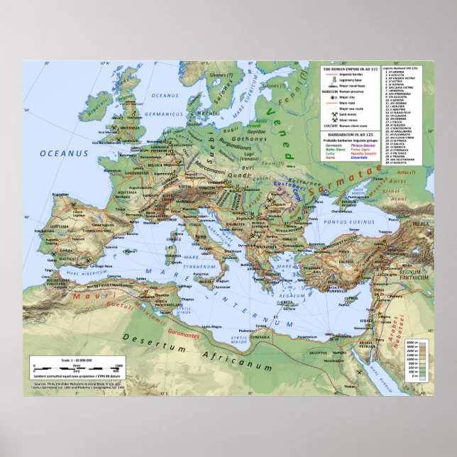 Póster Roman Empire Map During Reign of Emperor Hadrian | Zazzle.es
