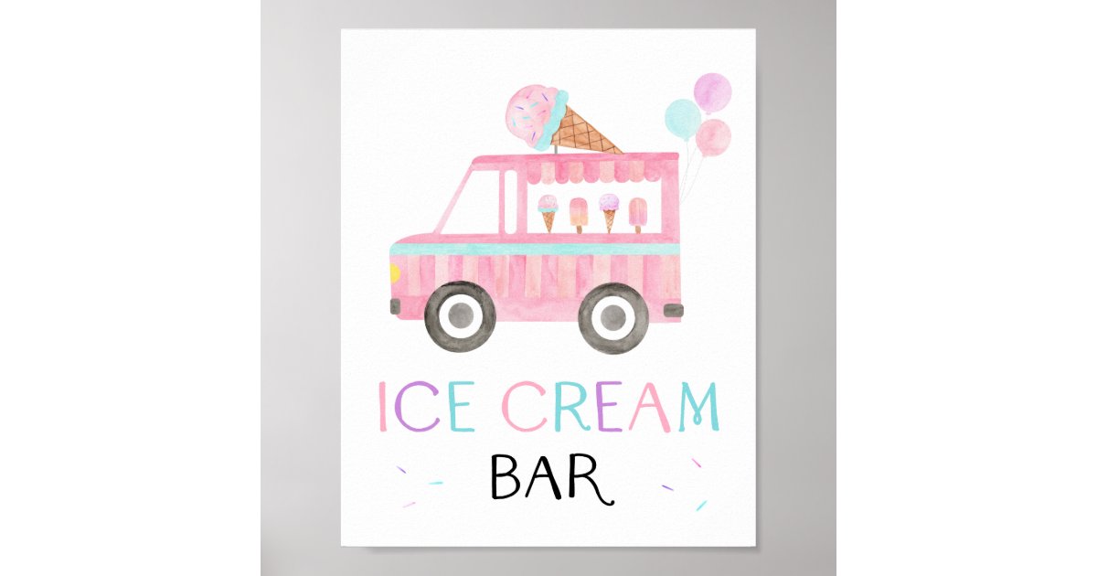 Póster Rótulo de cumpleaños Ice Cream Bar | Zazzle.es