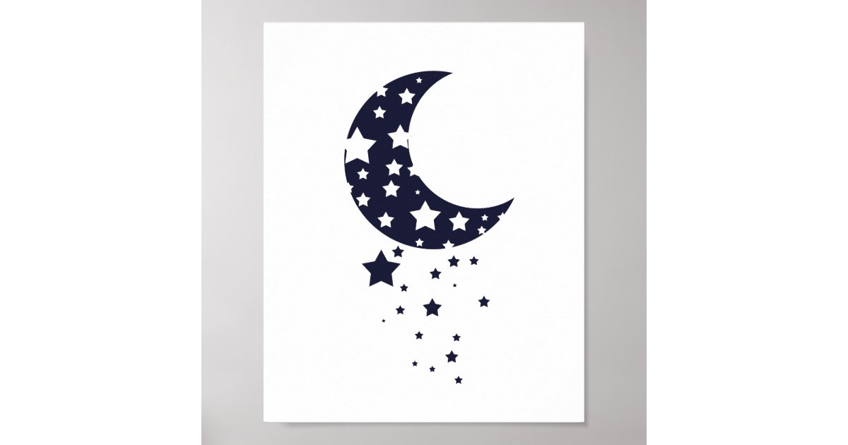 Póster Silhouette de la Luna y las Estrellas en azul oscu | Zazzle.es