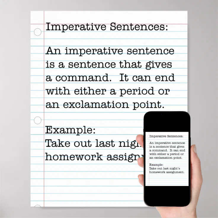 Póster Tipos de frases: frases imperativas | Zazzle.es