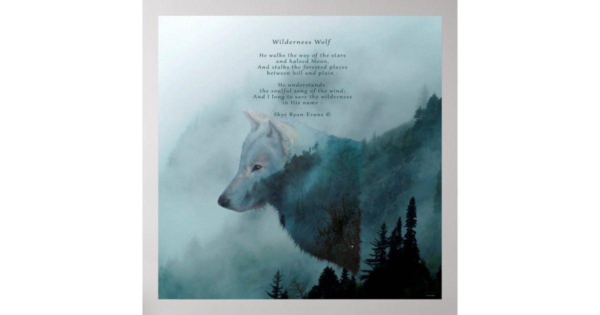 Póster Wilderness Wolf & Poem | Zazzle.es