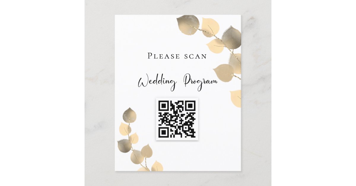 Programa de bodas Código QR eucalipto dorado | Zazzle.es