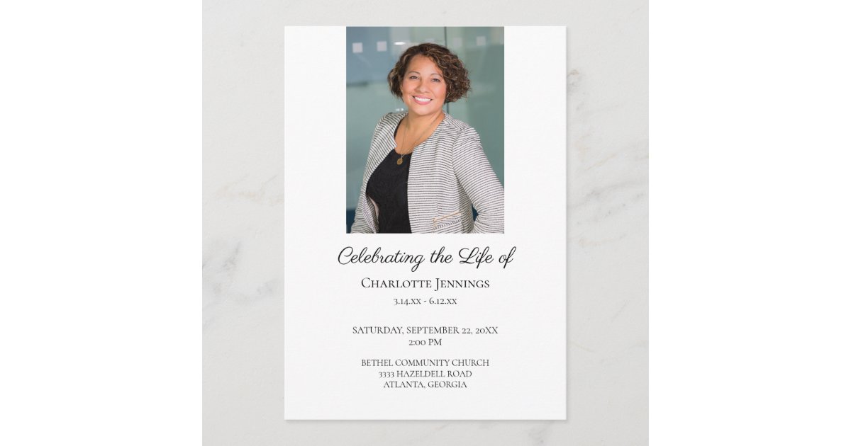 Programa Foto Memorial Funeral Simple Orden del Servicio Pr | Zazzle.es