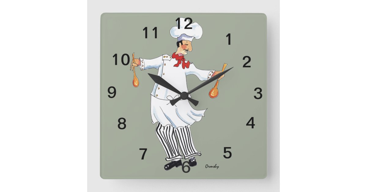 Reloj Cuadrado Chef Tossing Wall Clock | Zazzle.es