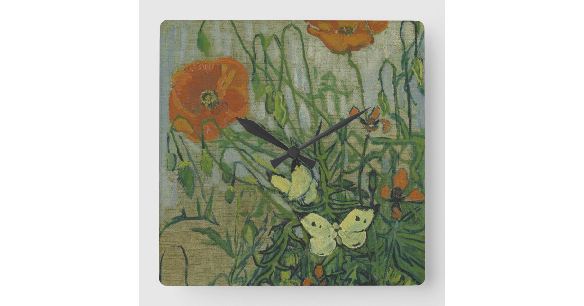 Reloj Cuadrado Vincent van Gogh - Mariposas y Papas | Zazzle.es