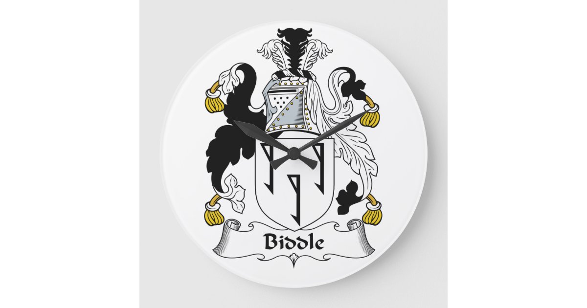 Reloj Redondo Grande Biddle Family Crest | Zazzle.es