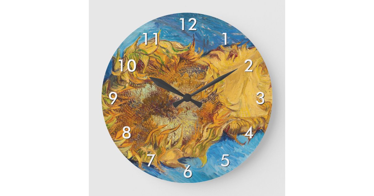 Reloj Redondo Grande Vincent van Gogh - Dos girasoles cortados | Zazzle.es