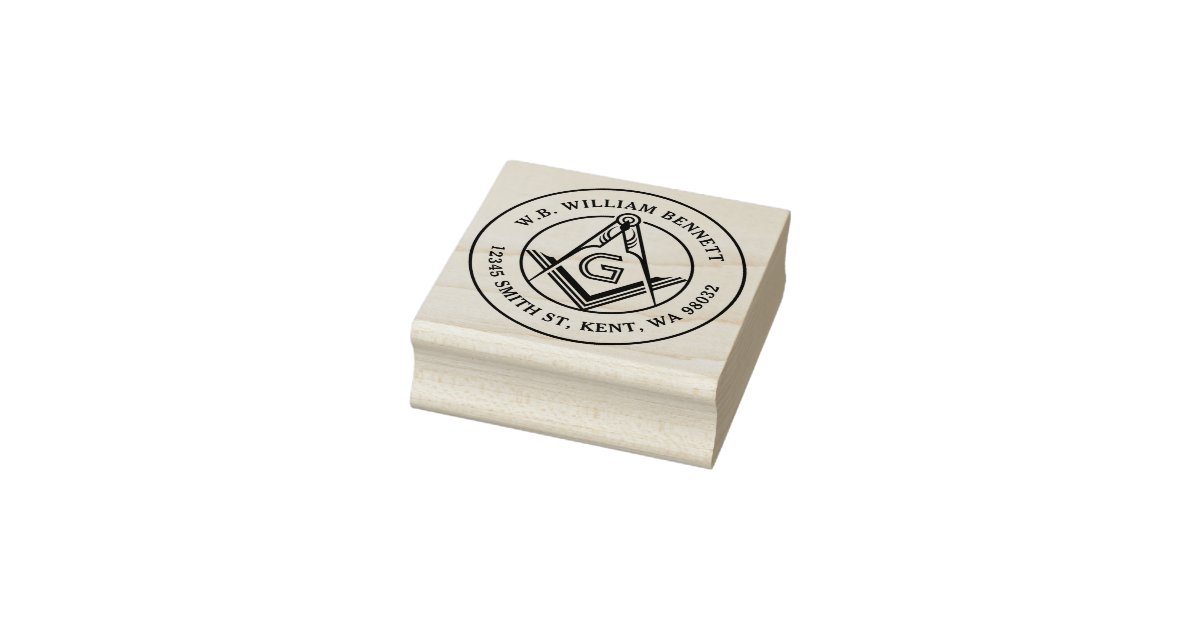 Sello De Caucho Freemason Square Compass Masonic Return Address | Zazzle.es