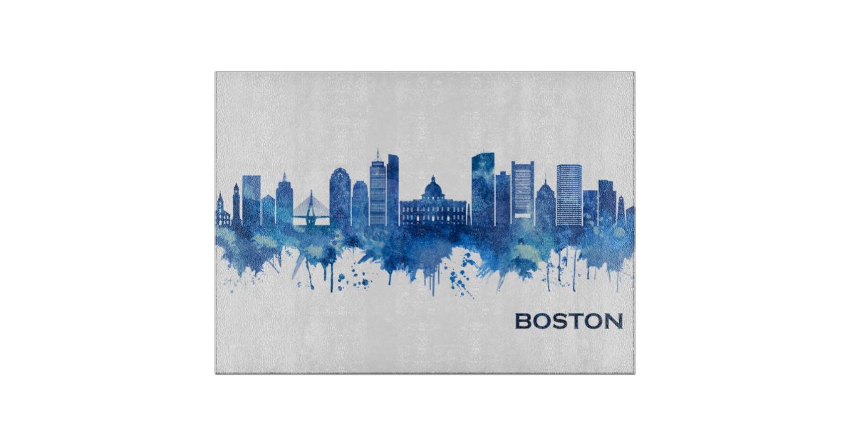 Tabla De Cortar Azul del Skyline de Boston Massachusetts | Zazzle.es