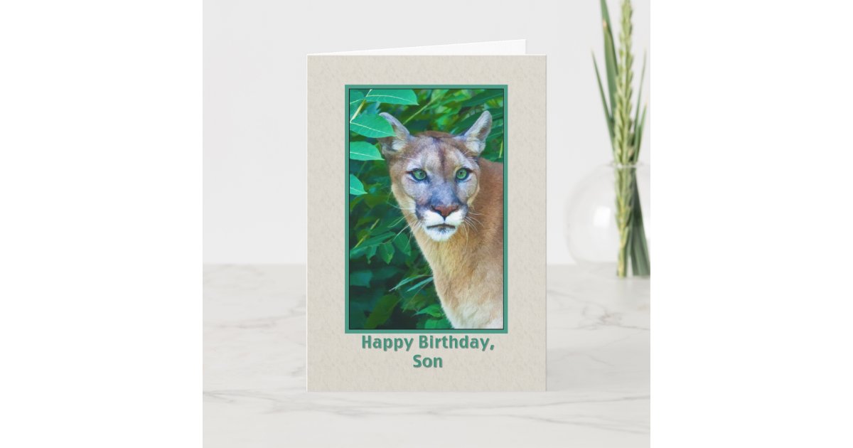 Tarjeta Cumpleaños, hijo, puma en la selva | Zazzle.es