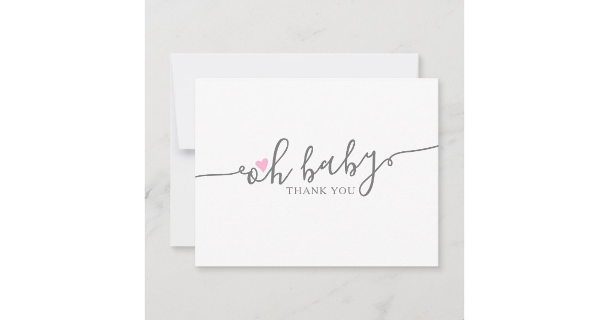 Tarjeta De Agradecimiento Cute Oh Baby Heart Chica Baby Shower Gracias ...
