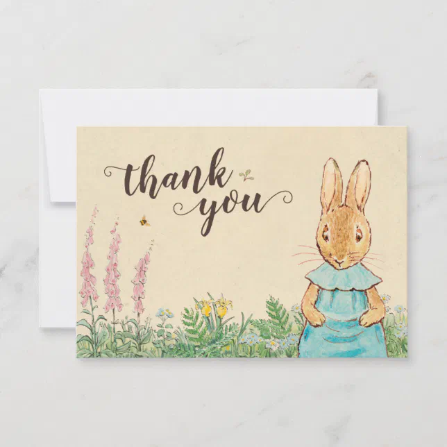 Tarjeta De Agradecimiento Peter Rabbit | Chica Baby Shower Gracias ...