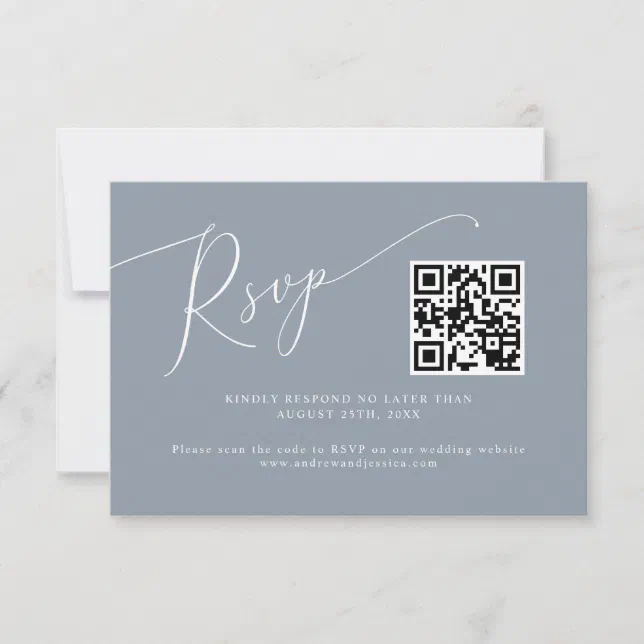 Tarjeta De Confirmación De Asistencia Código QR de Boda azul turbio ... Tarjeta De Confirmación De Asistencia Código QR de Boda azul turbio ...