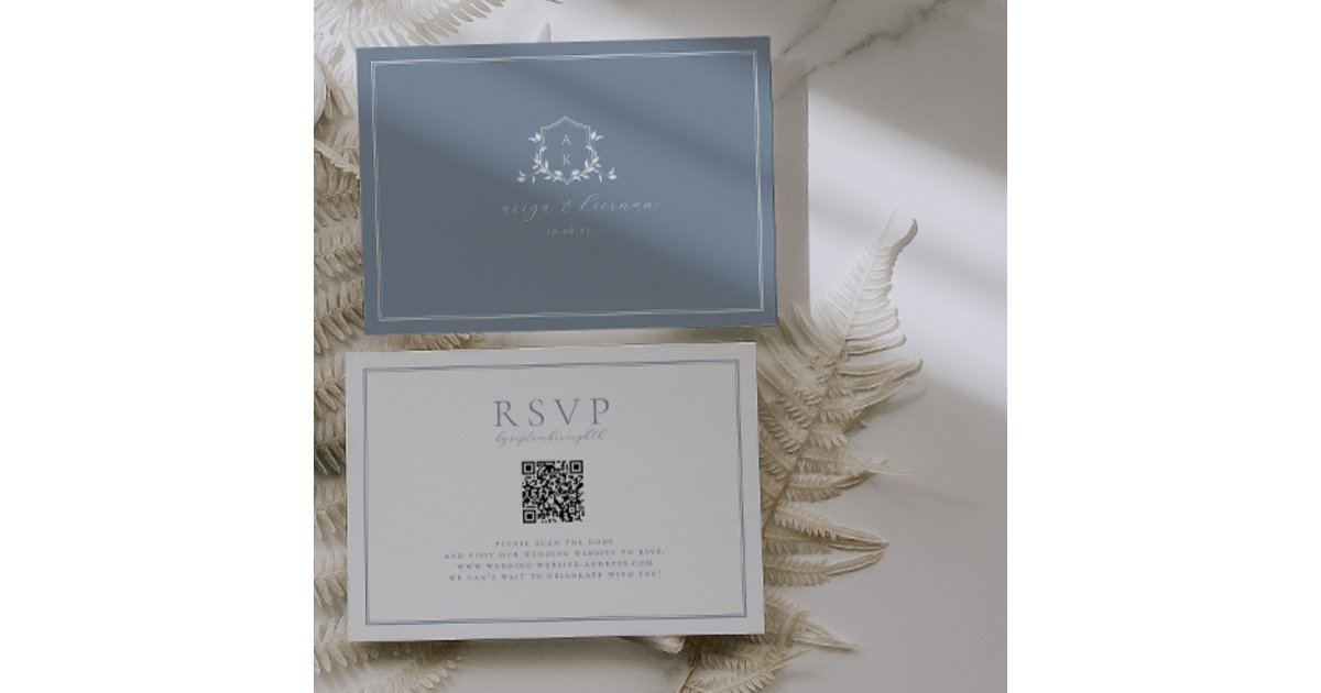 Tarjeta De Confirmación De Asistencia Código QR de Escudo azul turbio ...