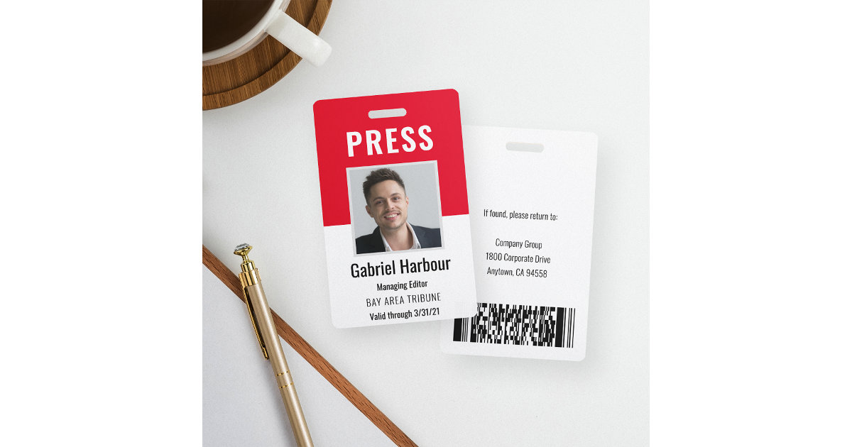 Tarjeta De Identificación Pase de prensa de periodista de foto de ...