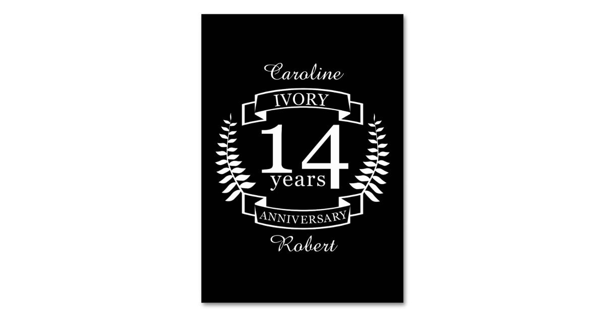Tarjeta De Mesa 14 años del aniversario de boda de Marfil | Zazzle.es