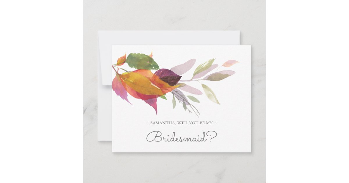 Tarjeta de PROPUESTA BRIDESMAID, vegetación otoñal | Zazzle.es
