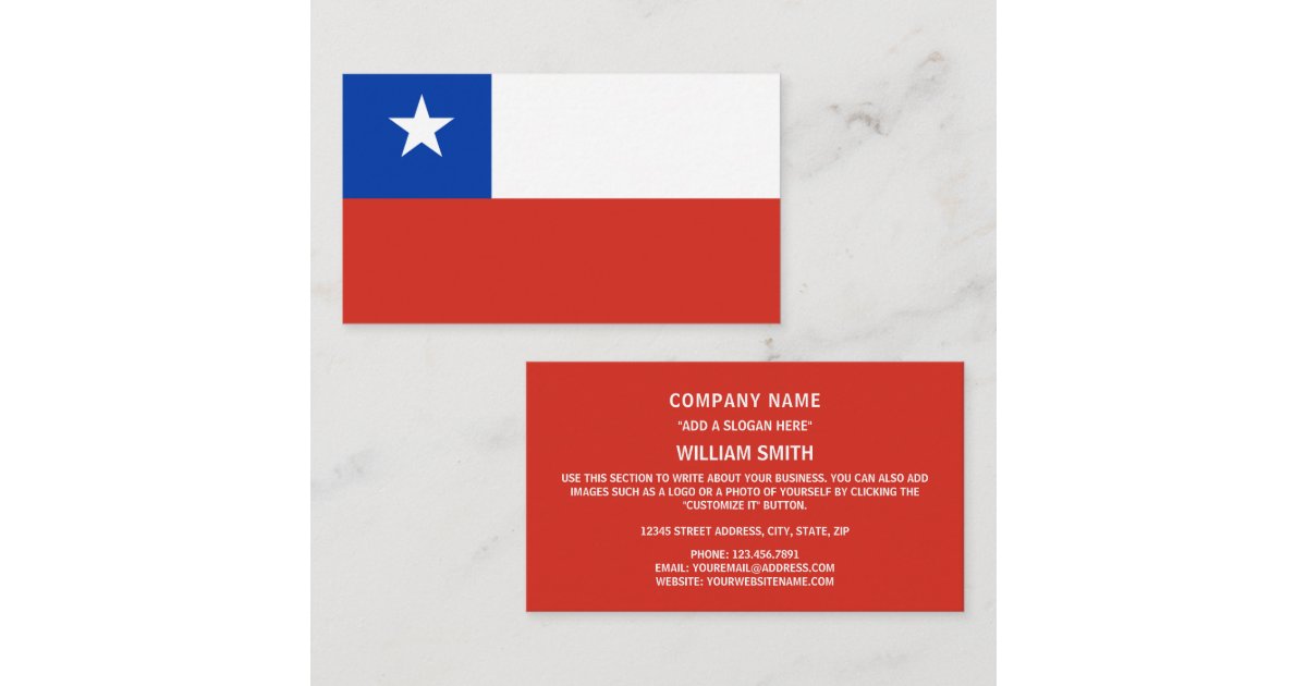 Tarjeta De Visita Bandera de Chile | Zazzle.es