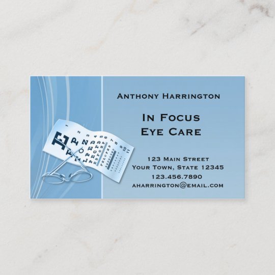 Tarjeta De Visita Optometrista azul moderno | Zazzle.es