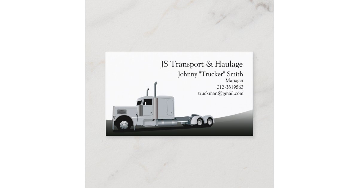 Tarjeta De Visita Trailer Truck Haulage Black Business Card | Zazzle.es