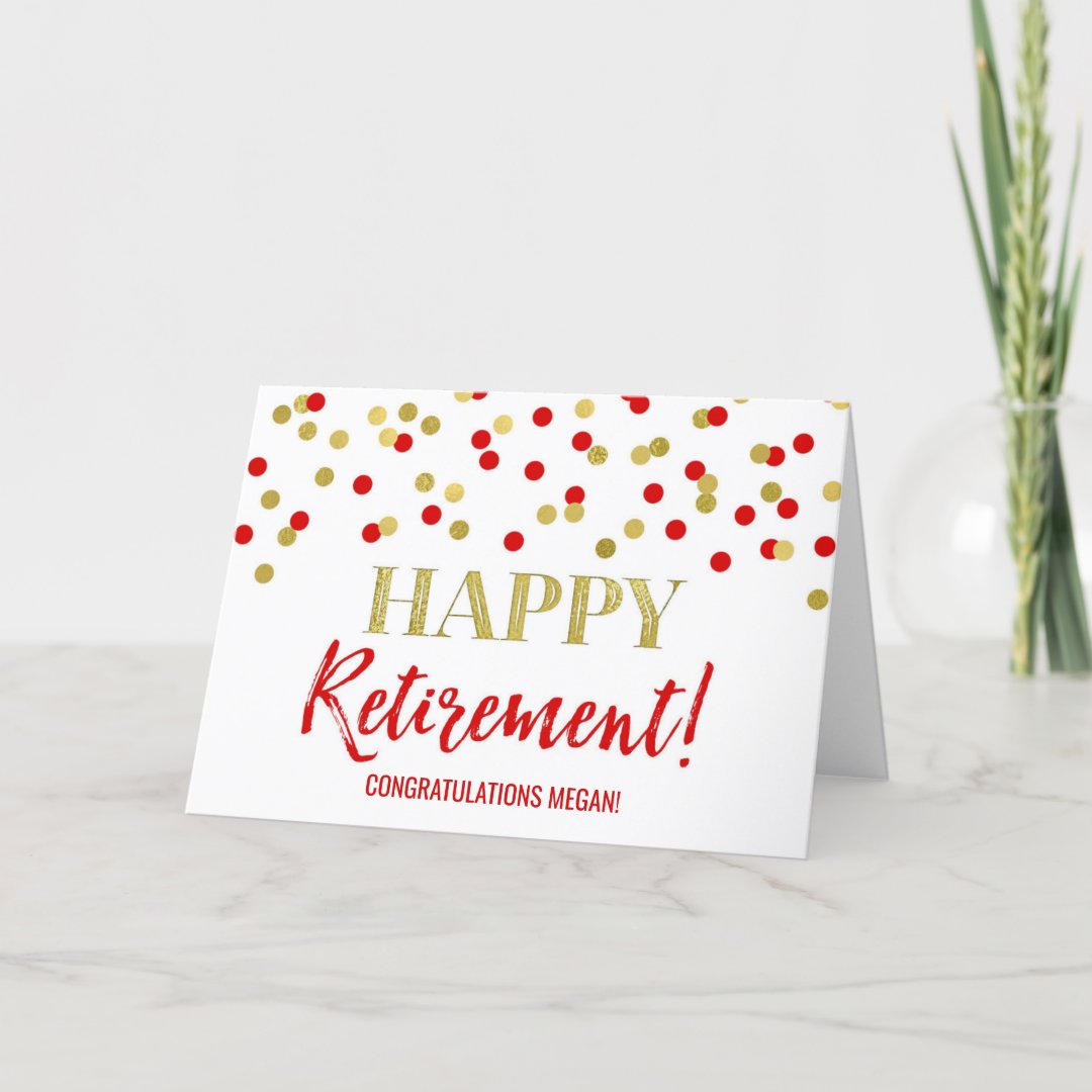 Tarjeta Feliz Jubilación Felicitaciones Red Gold Dots | Zazzle.es