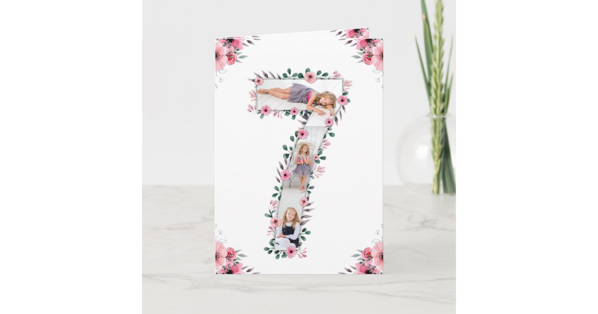 Tarjeta Gran Chica de cumpleaños Collage de fotos Flor ros | Zazzle.es