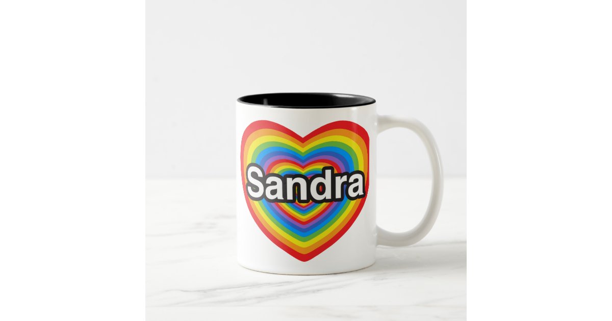 Taza Bicolor Amo a Sandra. Te amo Sandra. Corazón | Zazzle.es