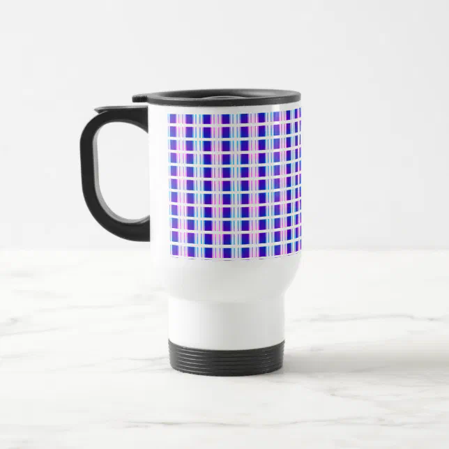 Taza De Viaje retro eléctrico rayado azul y púrpura | Zazzle.es